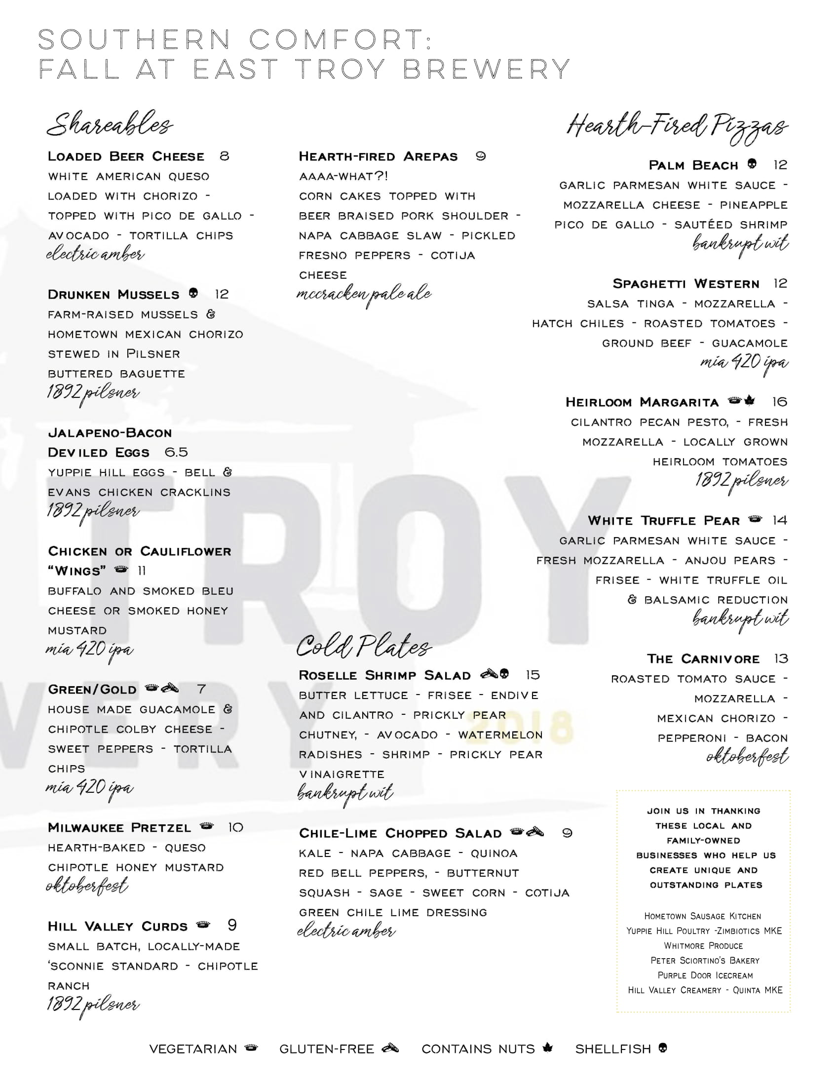 Food Menu | East Troy Brewery